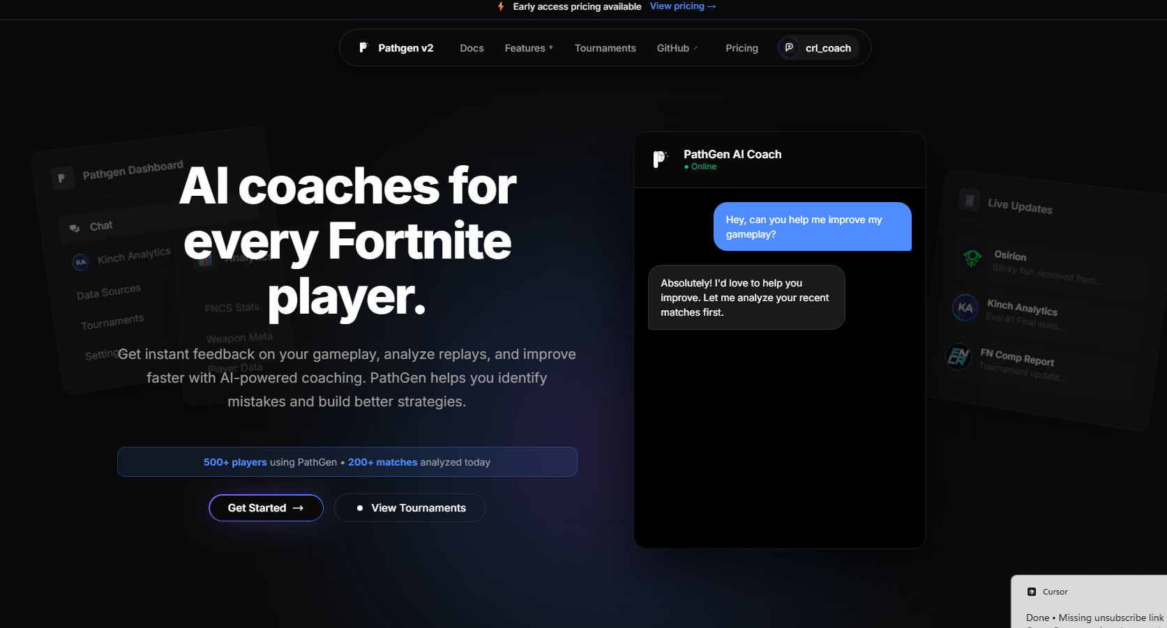 Pathgen v2 - AI Coaches for Every Fortnite Player